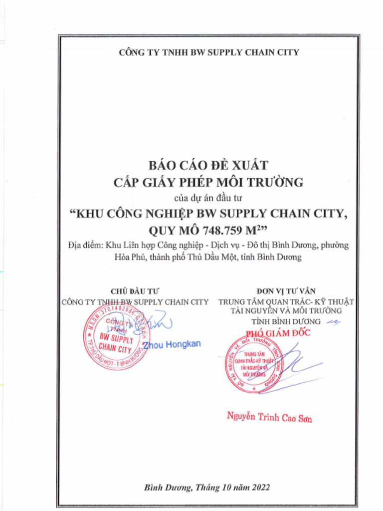 1.GPMT KCN BW Supply Chain City Binh Duong | PDF