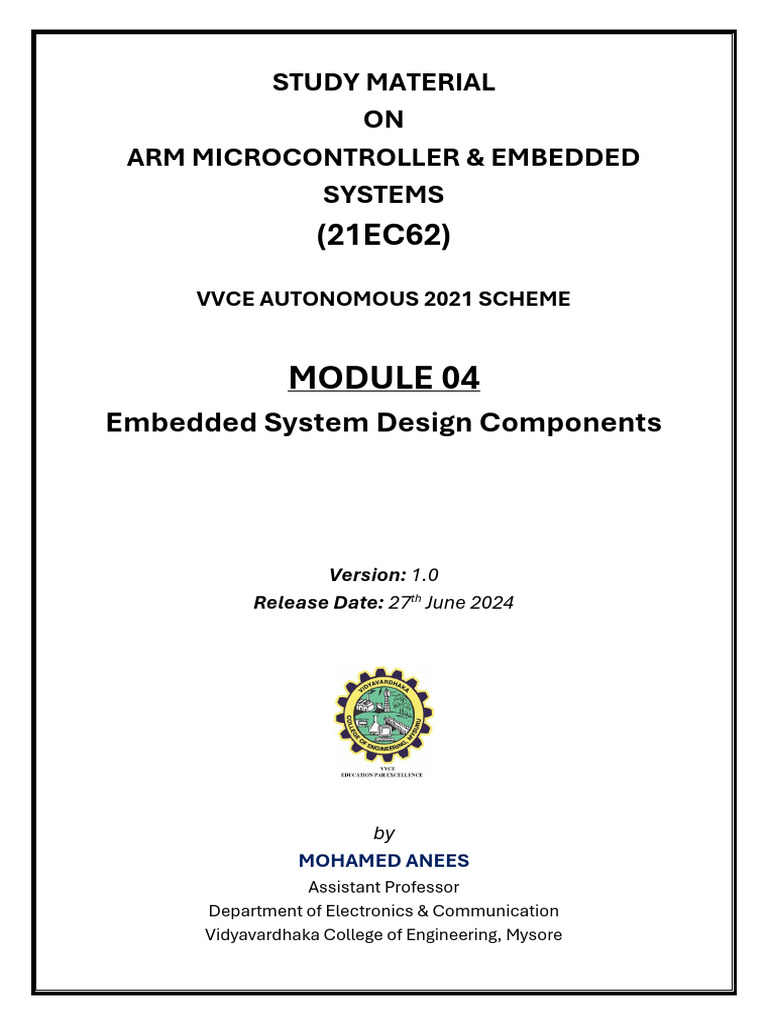 20EC62 - M04 - ARM Microcontroller Notes | PDF | Embedded System ...