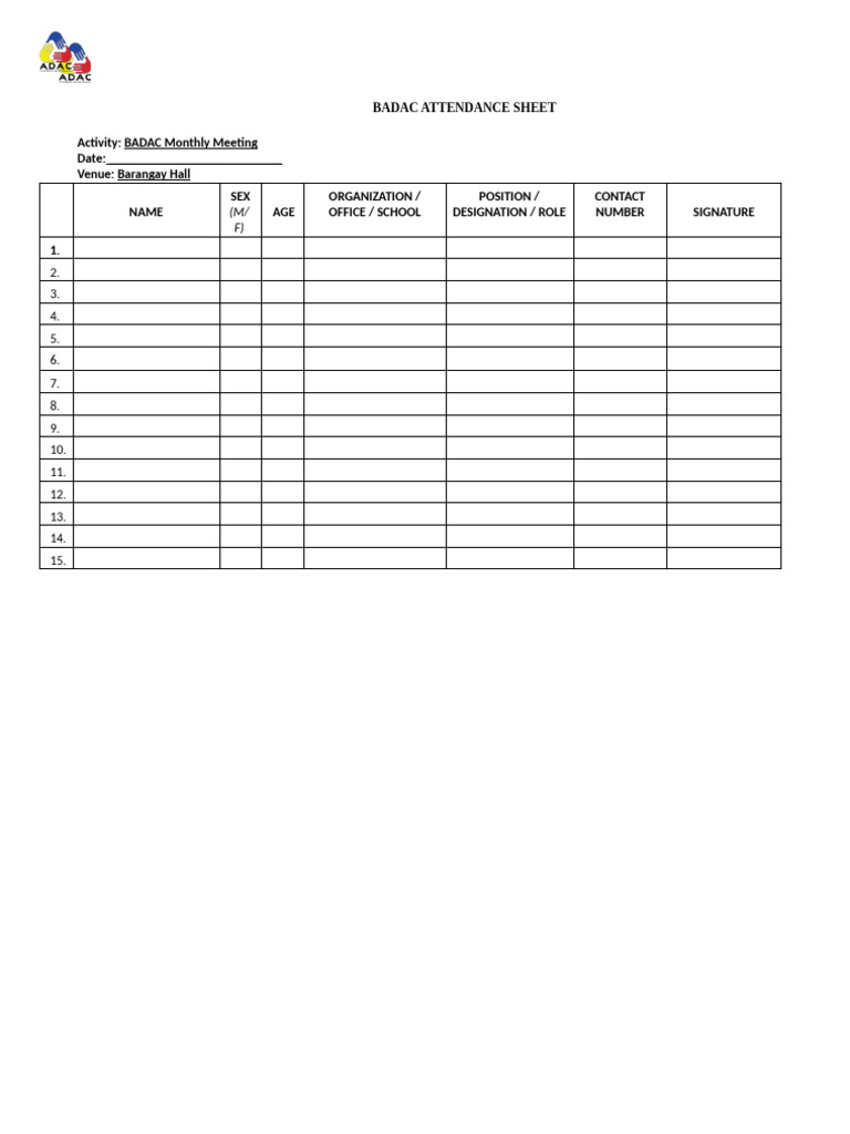 Badac Attendance | PDF