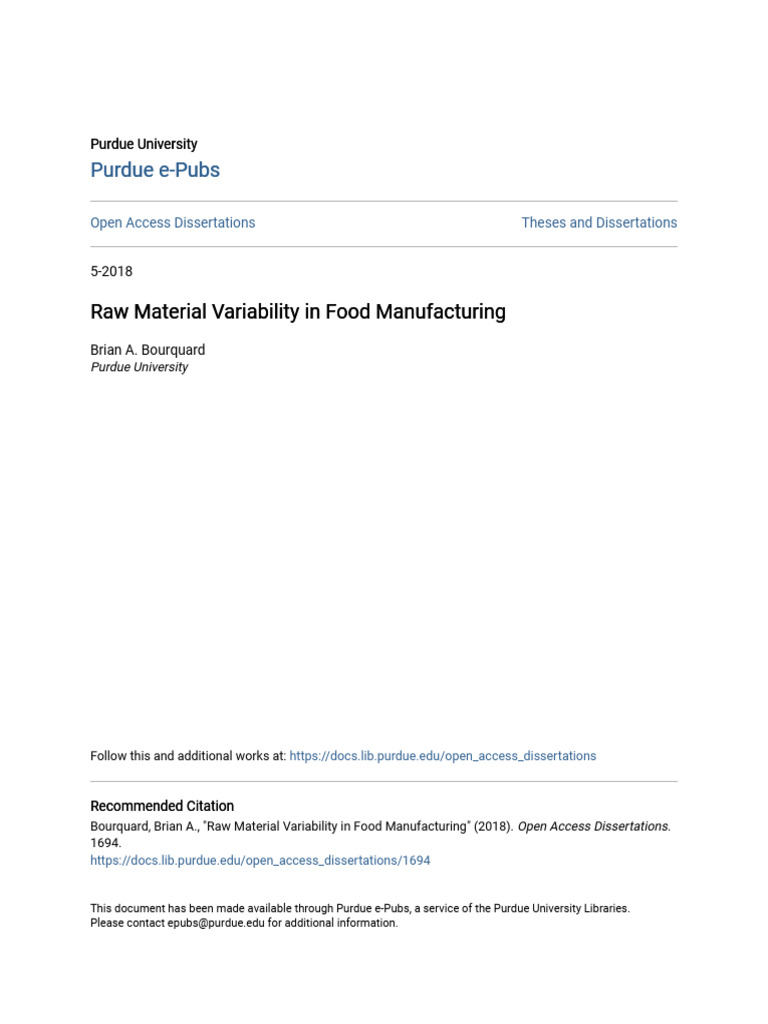 Raw Material Variability in Food Manufacturing | PDF | Wheat | Errors ...