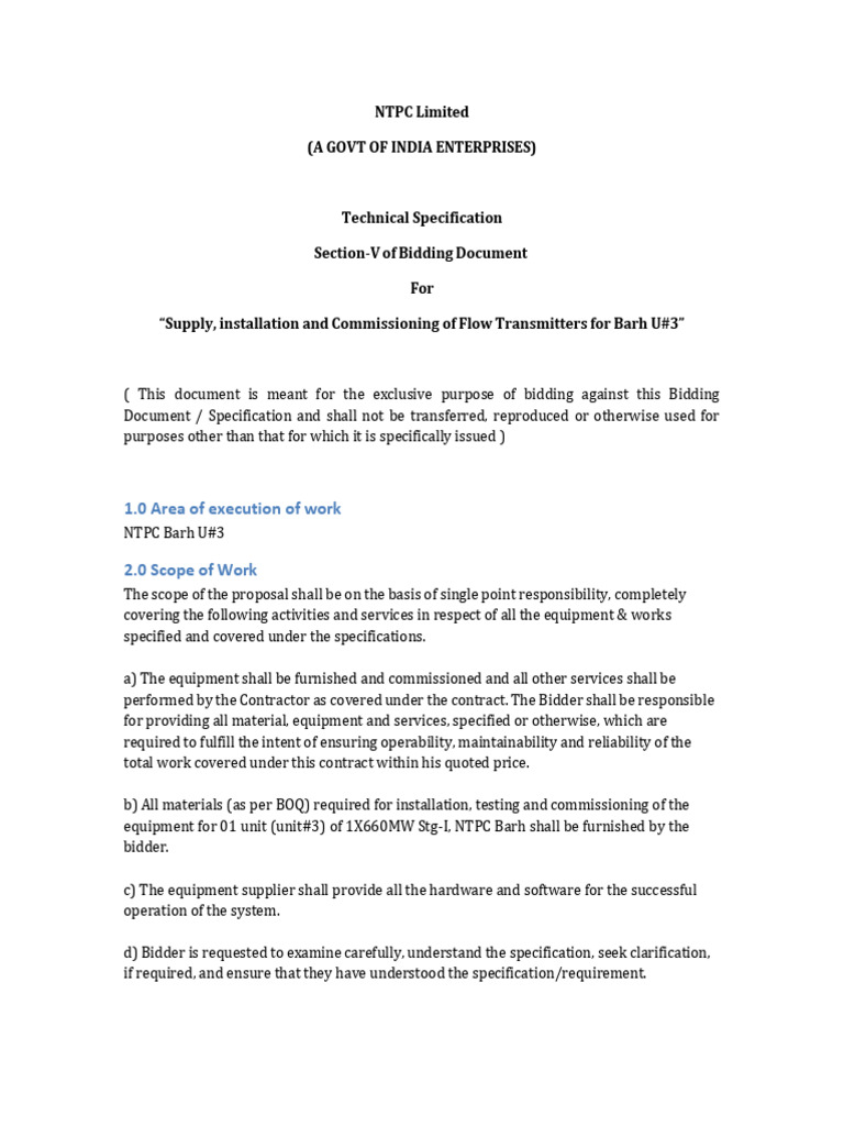 4.Section-V-Scope of Work and Terms and Conditions | PDF ...