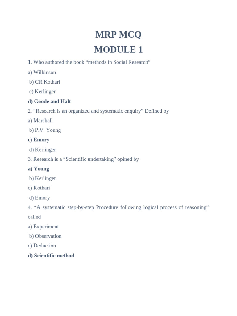 MRP MCQ 2024 | PDF | Sampling (Statistics) | Hypothesis