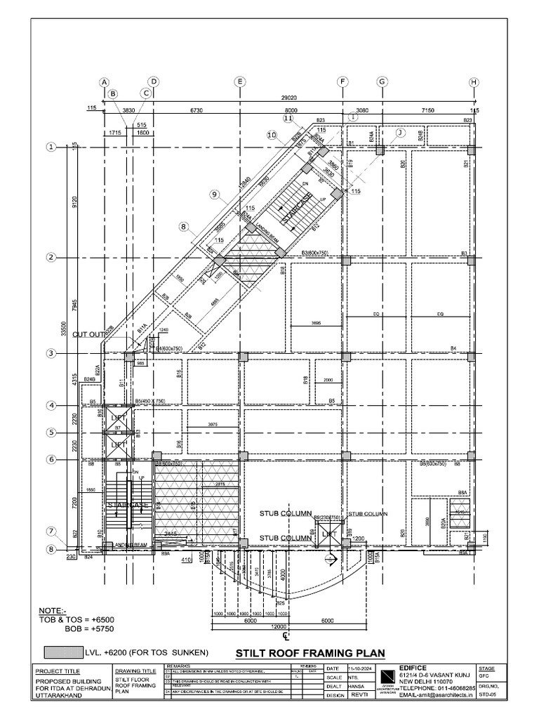 A H B C I J D E F G: Stilt Roof Framing Plan | PDF