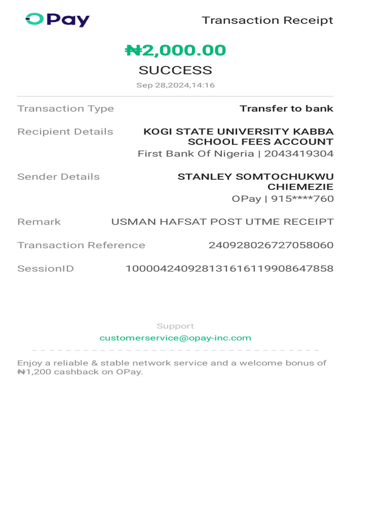 KSU School Fees Payment Receipt | PDF