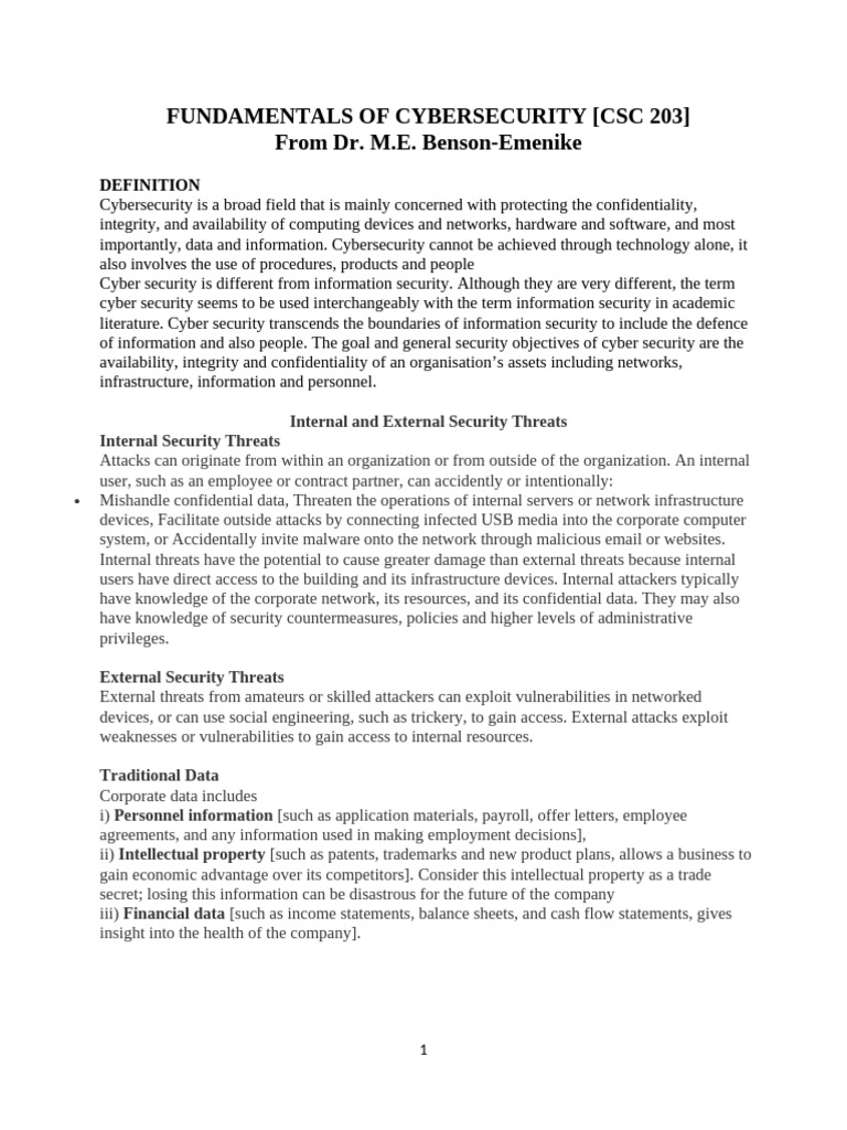 Fundamentals of Cybersecurity | PDF | Computer Access Control | Computer Security