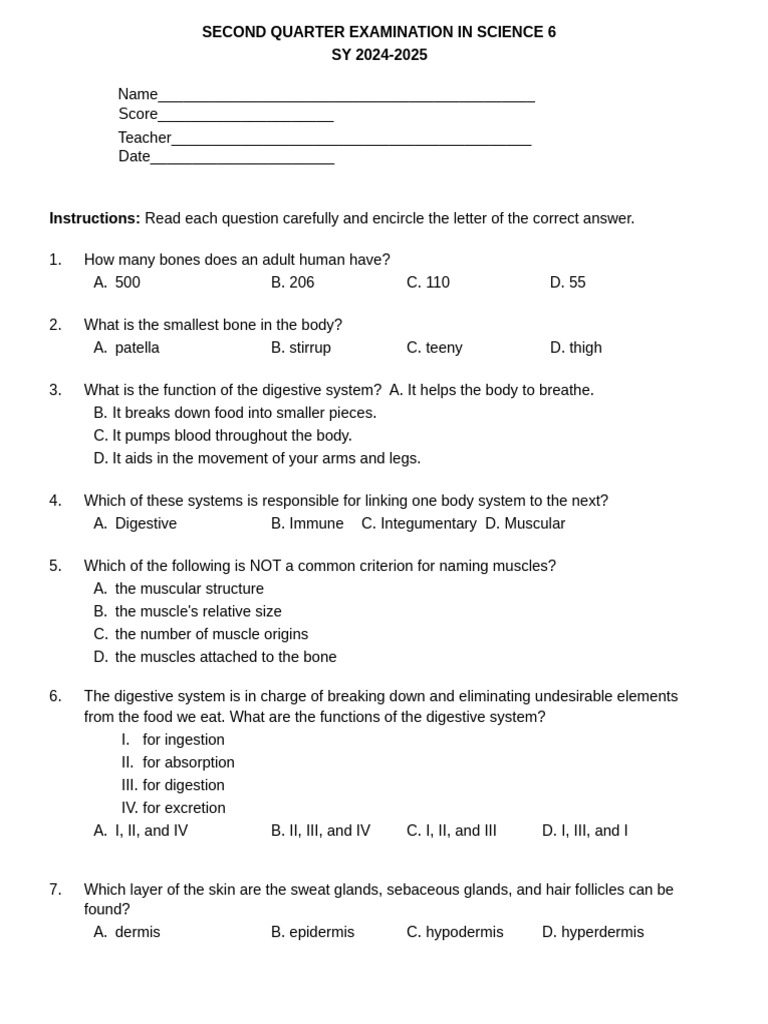 Science 6 - Q2 | PDF | Respiratory System | Human Body