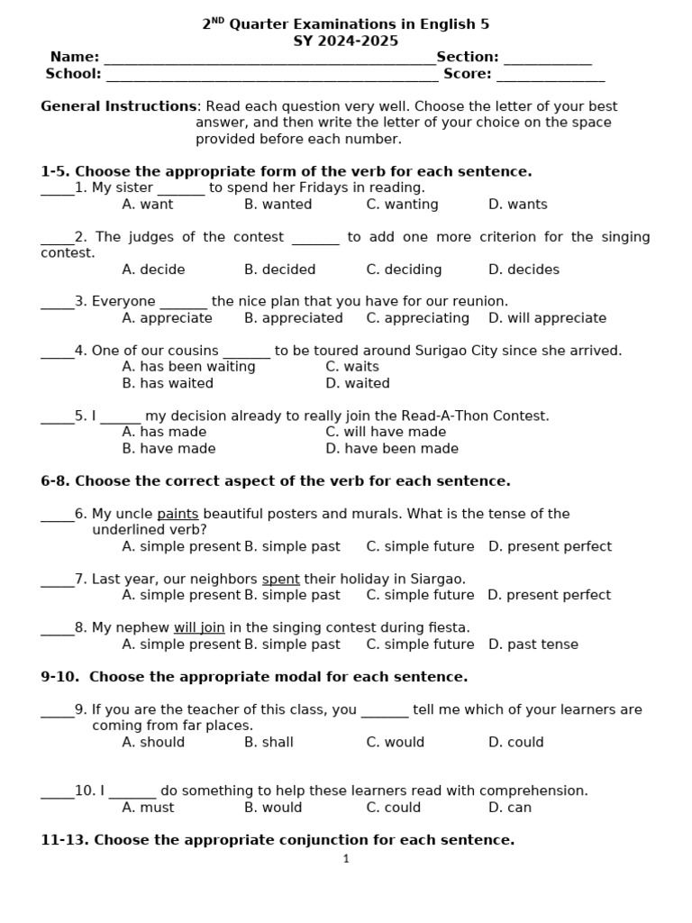 English 5 - Q2 | PDF | Narration | Verb