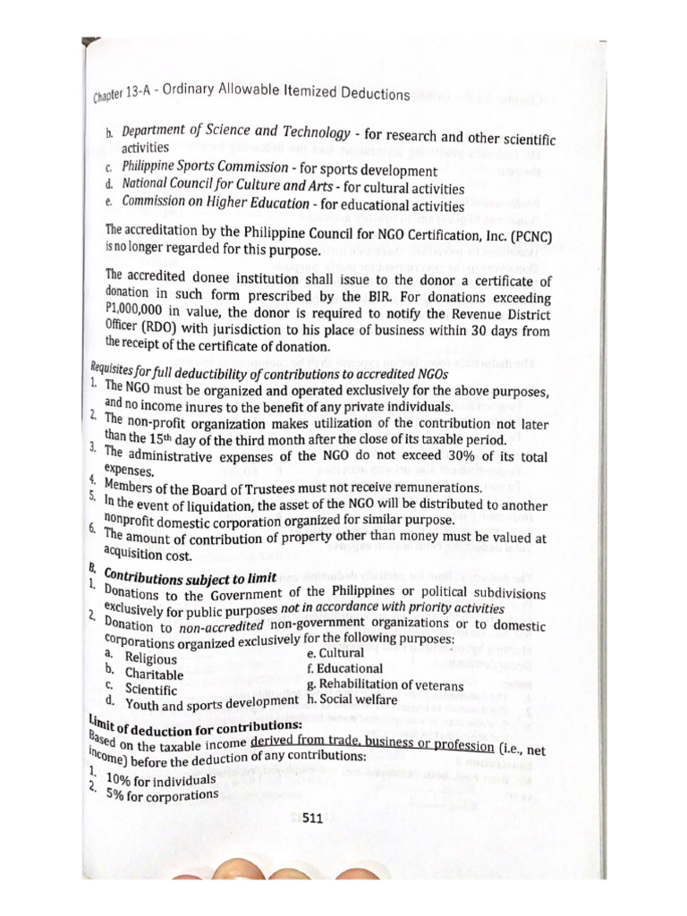 Chapter 13 A Ordinary Allowable Itemized Deductions | PDF