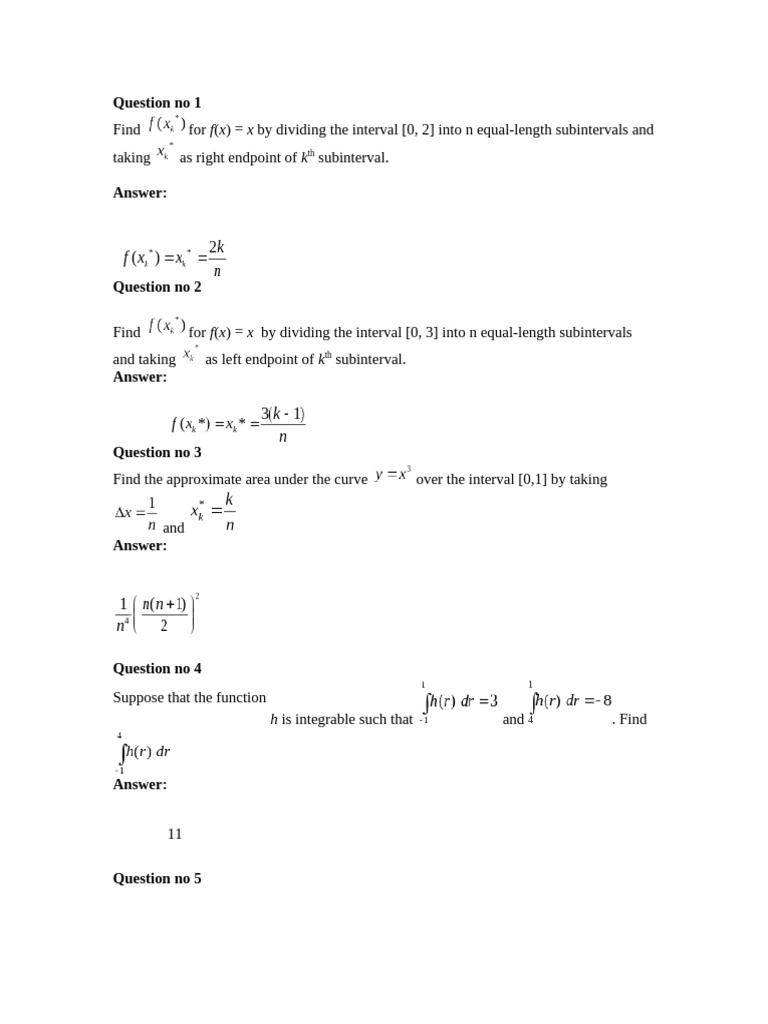 Definite Integrals and Area Calculations | PDF