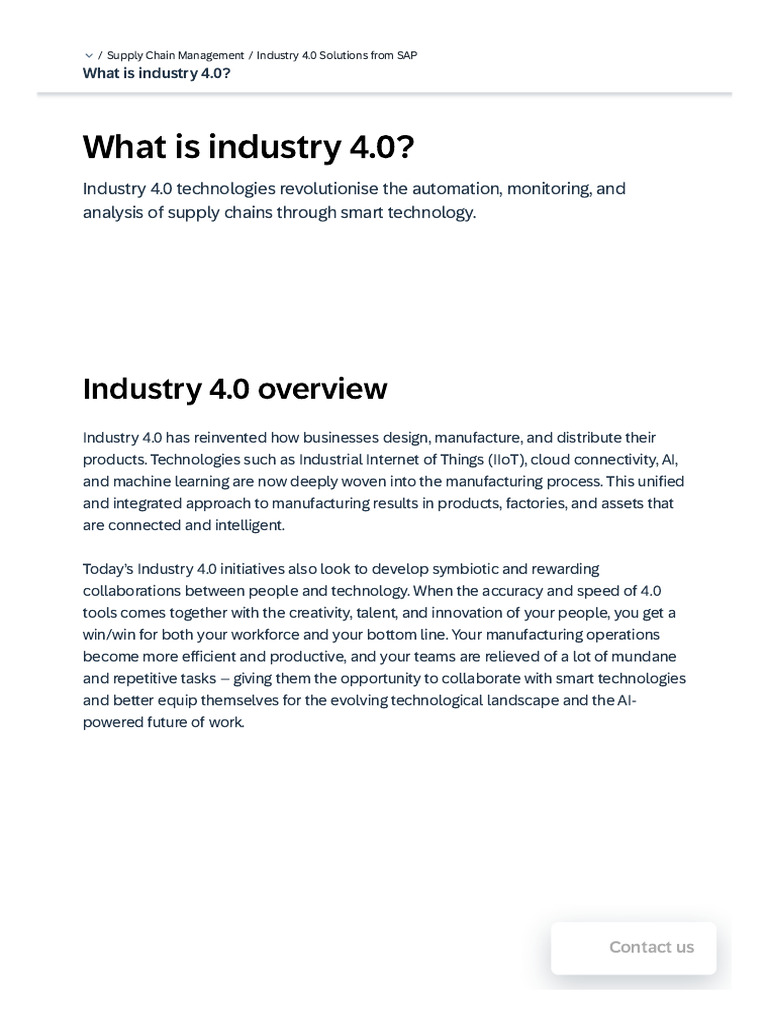Industry 4.0 - The Future of Manufacturing - SAP | PDF | Internet Of ...