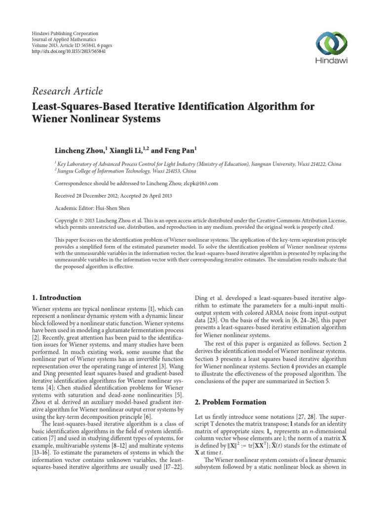 Least-Squares-Based Iterative Identification Algor | PDF | Least ... Least-Squares-Based Iterative Identification Algor | PDF | Least ...
