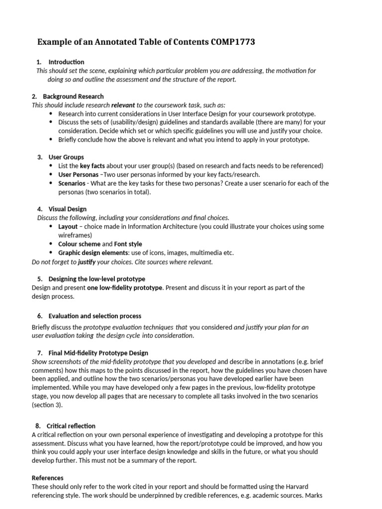 COMP1773-Annotated TOC - 2023-24 | PDF | Design | Human Communication