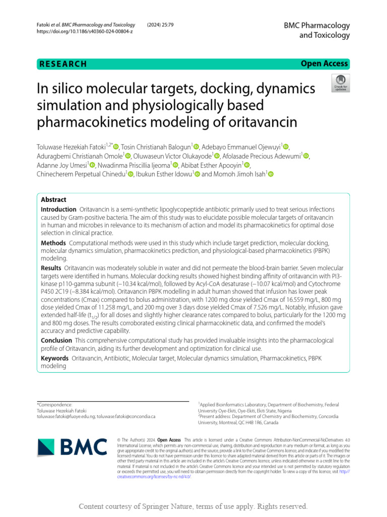 In Silico Molecular Targets Docking Dynamics Simul | PDF | Medicinal ...