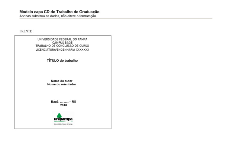 Modelo Capa para CD TCC Monografia Dissertacoes | PDF