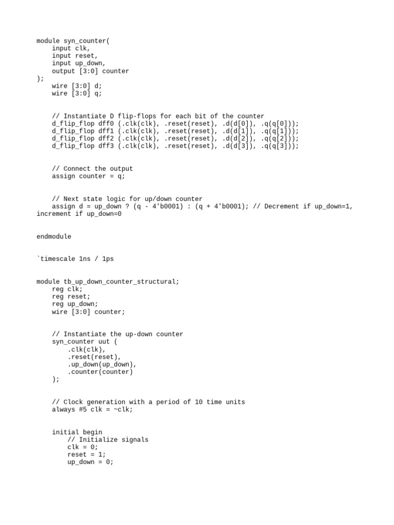 Up-Down Counter Verilog Module | PDF