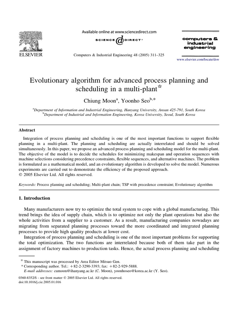 Moon Ve Seo - 2005 - Evolutionary Algorithm For Advanced Process Planni ...
