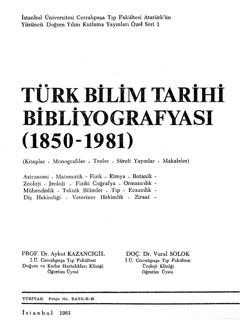 Türk Bilim Tarihi Bibliyografyası (1850-1981) | PDF