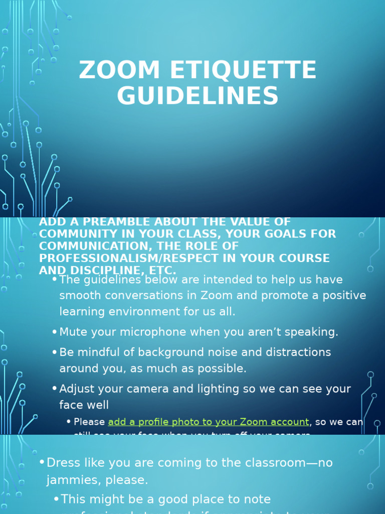 Zoom Etiquette Guidelines | PDF