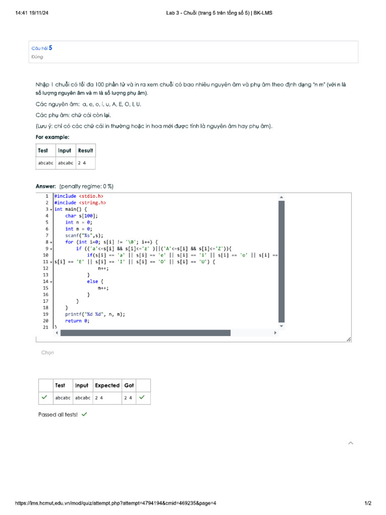 Lab 3 Chuoi - Cau 5 | PDF