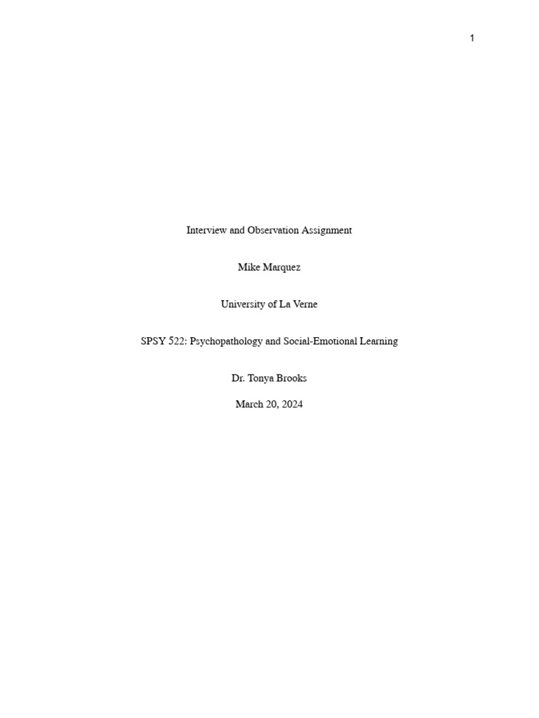 Interview - Observation Paper Mike Marquez | PDF | Attention Deficit ...
