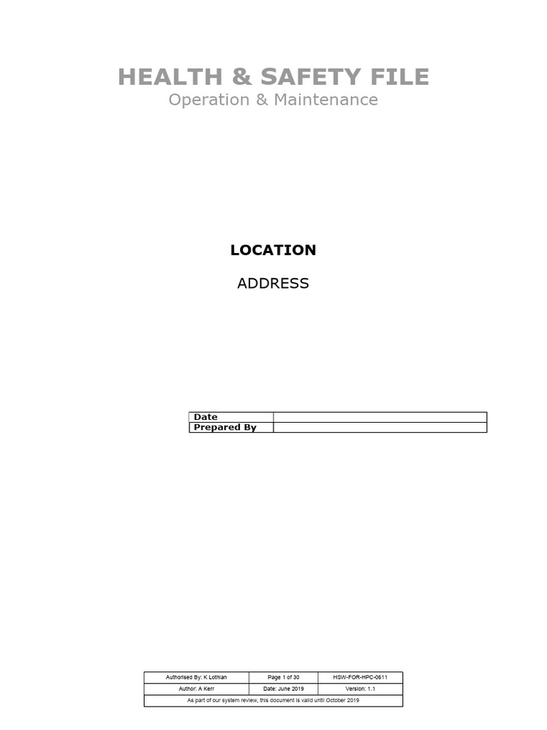 Health & Safety File: O&M Manual | PDF | Specification (Technical Standard)