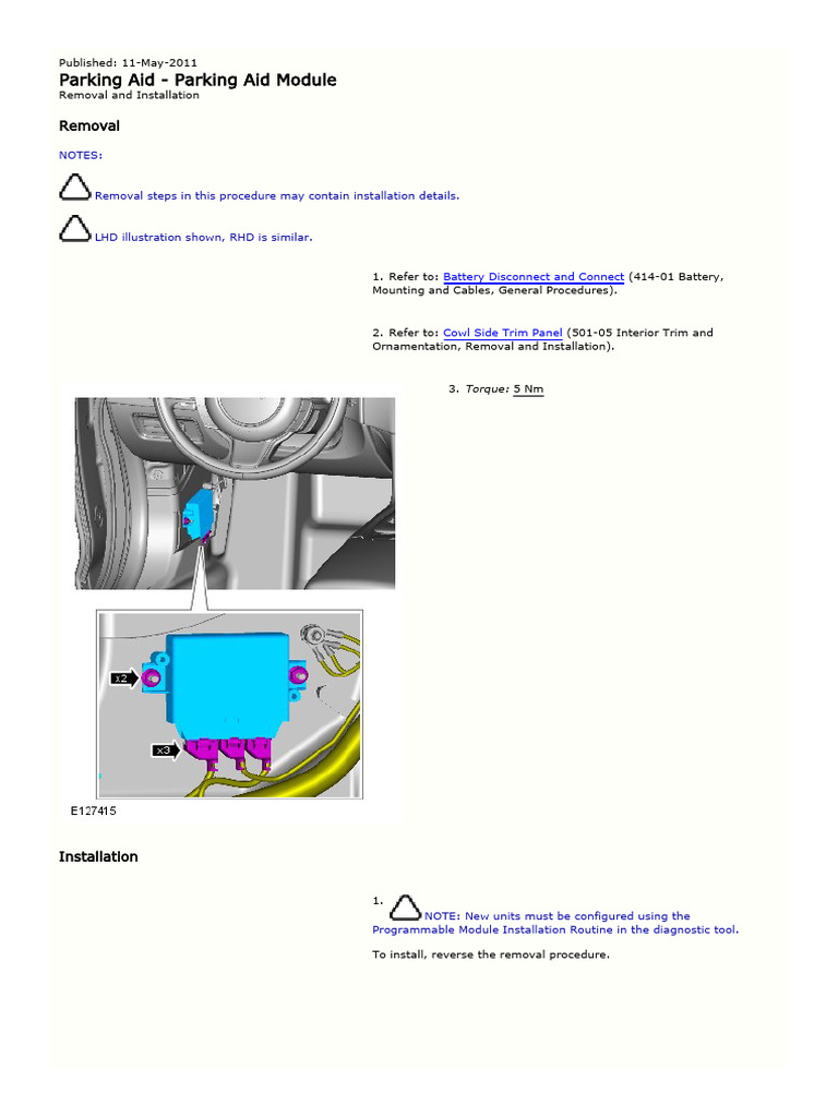 X351 WSM 413 13 Parking Aid Module | PDF
