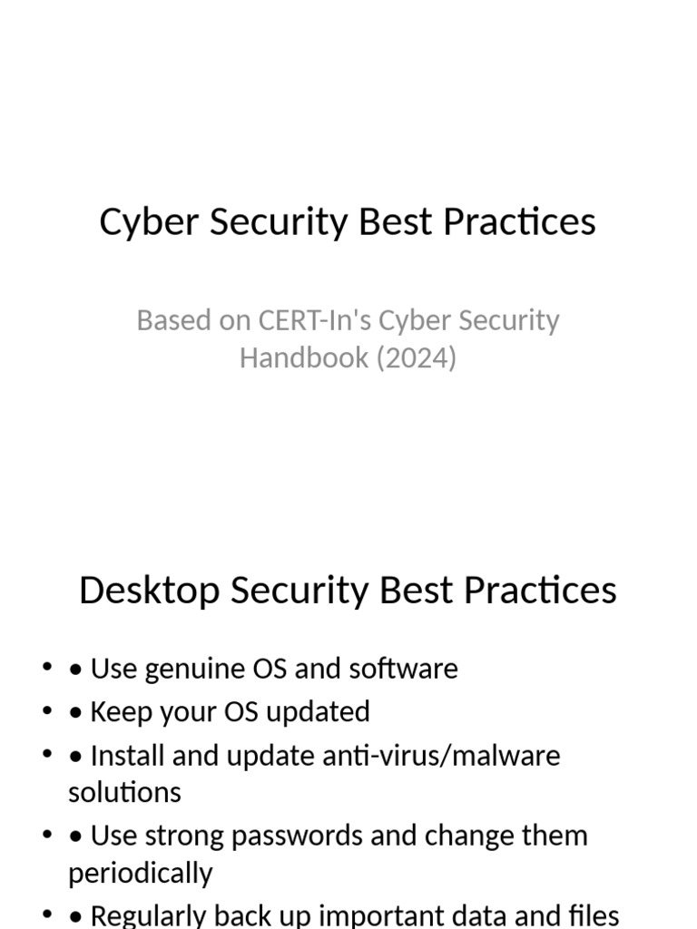 Cyber Security Best Practices Guide | PDF