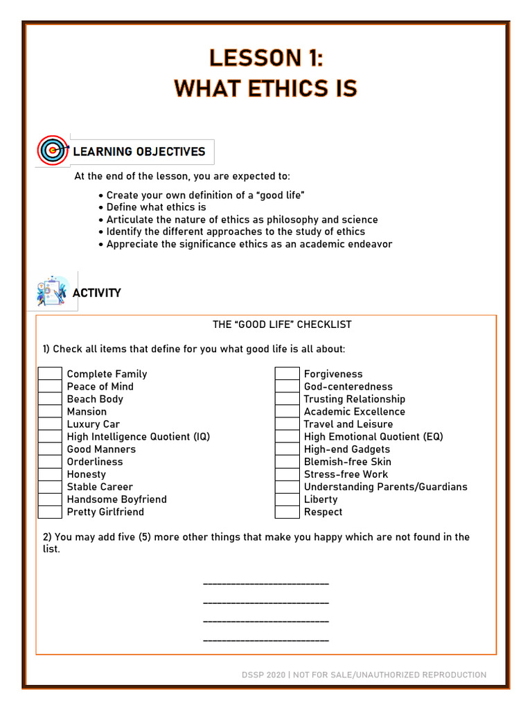 Lesson 1 What Ethics Is 2 | PDF | Conscience | Morality
