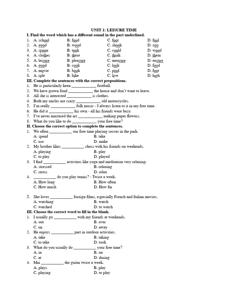 BÀI TẬP GRADE 8 - UNIT 1 | PDF