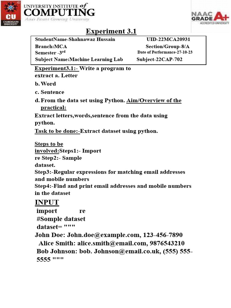 SH - Exp3.1 ML | PDF