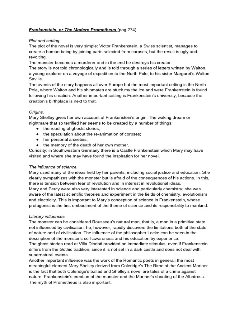 Analysis of Frankenstein's Themes and Structure | PDF | Frankenstein