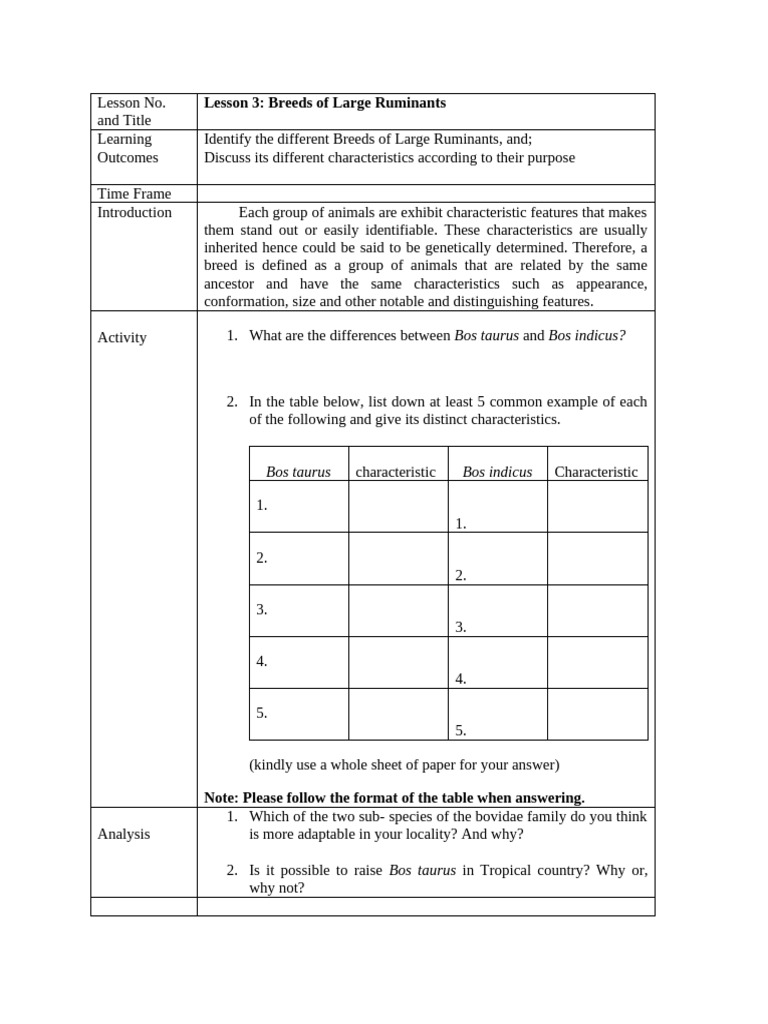 Ruminant Lesson 3 & 4 | PDF | Cattle | Dairy Cattle