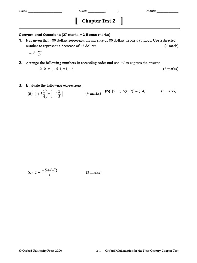 Primary 1 Exercises | PDF