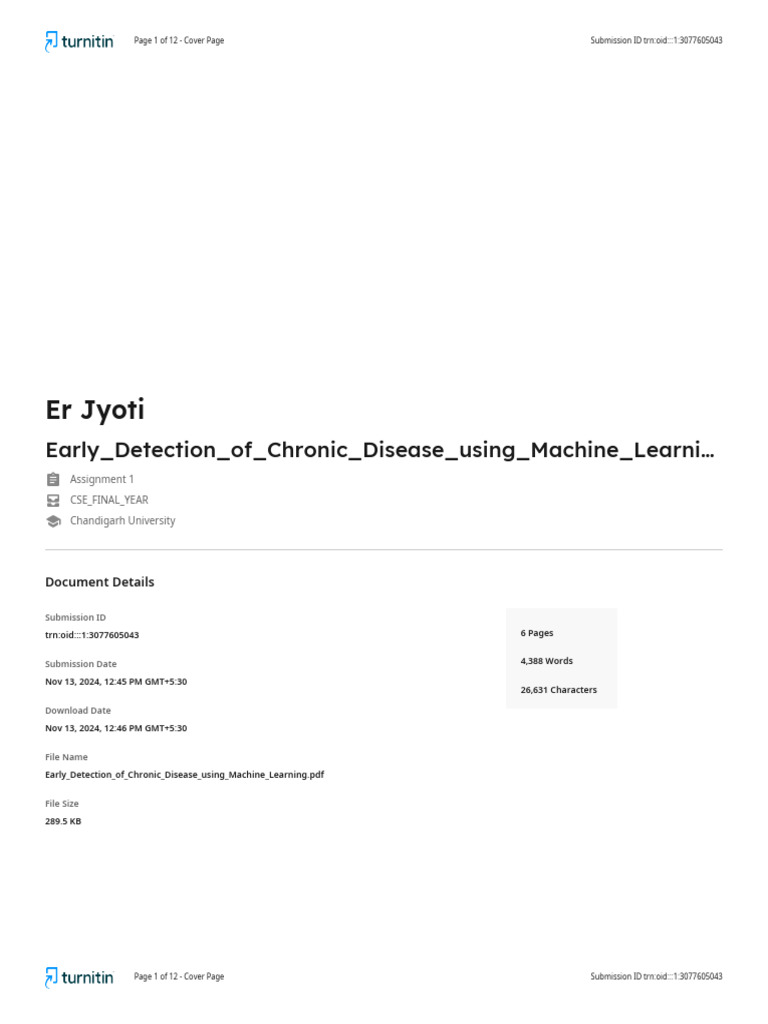 Early Detection Of Chronic Disease Using Machine Learning Pdf
