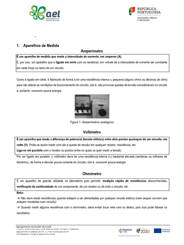 Ficha Aparelhos | PDF | Rede elétrica | Resistência elétrica e condutividade