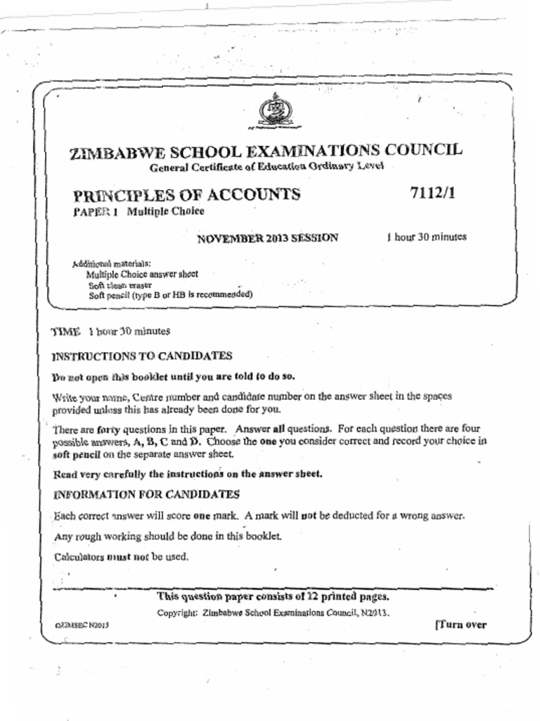 O Level Paper 1 Nov 2013-2019 With Answers | PDF | Debits And Credits ...