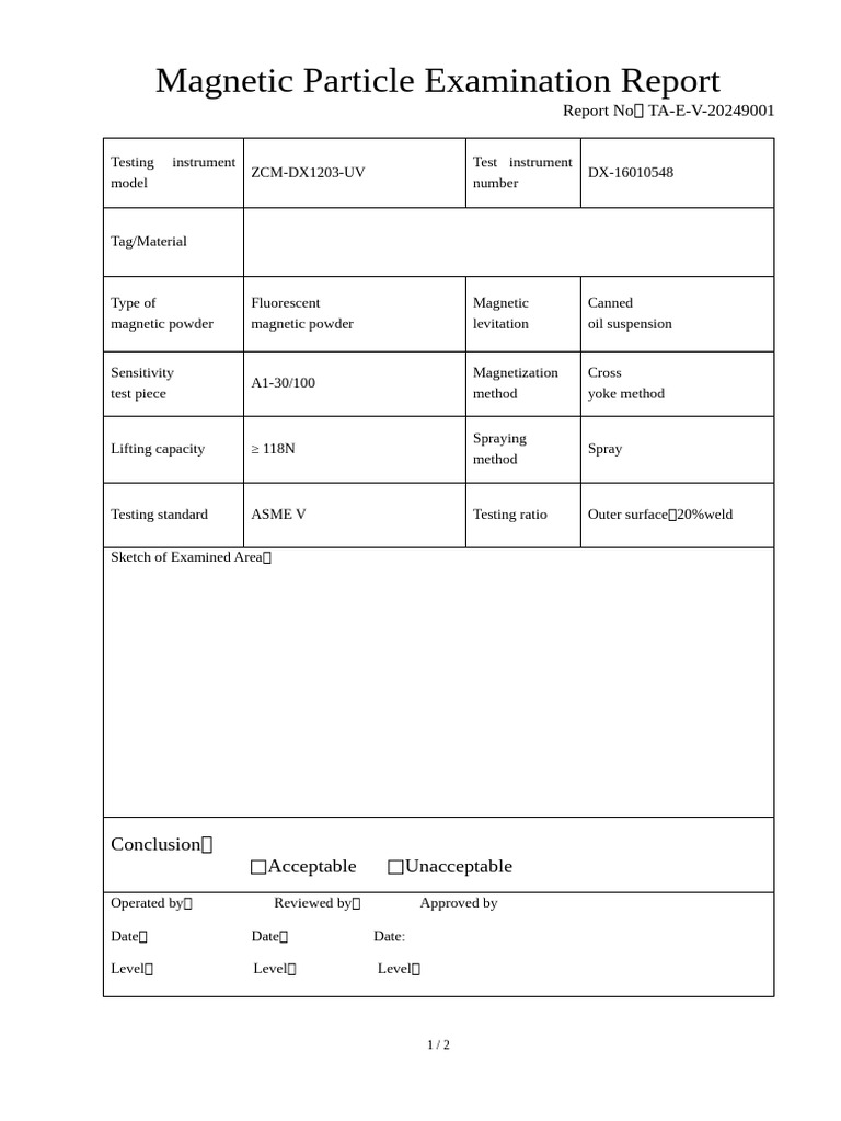 Magnetic Particle Examination Report | PDF | Materials | Physical Sciences