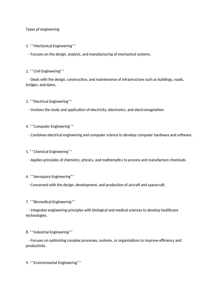 Types PF Engineering | PDF | Engineering | Civil Engineering