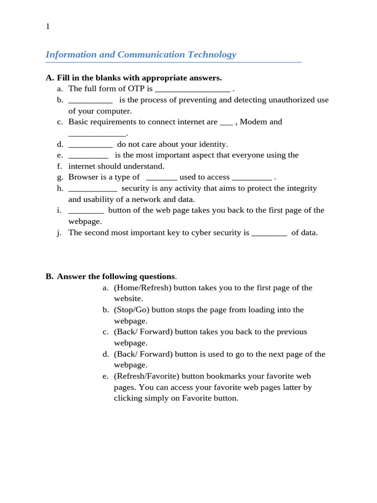 Information and Communication Technology | PDF | Html | Html Element