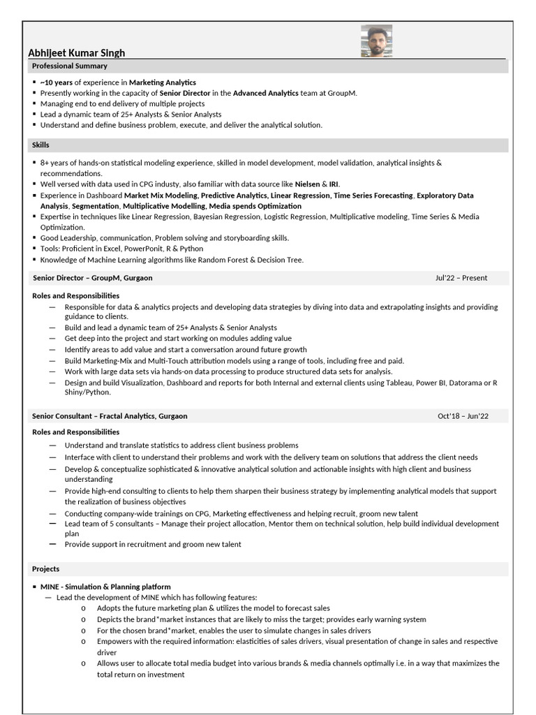 Abhijeet Singh Resume - 01192024 | PDF | Analytics | Time Series