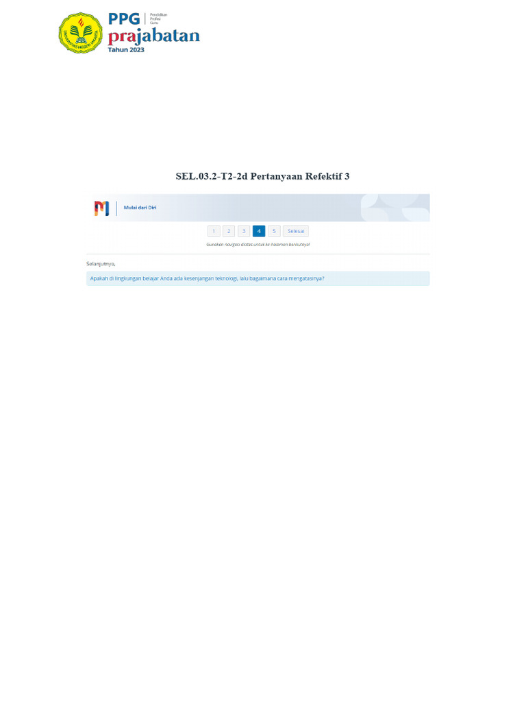 SEL.03.2-T2-2d Pertanyaan Refektif 3 - Nola Maharani - 2005230011 - PGSD 1 - Universitas Negeri ...