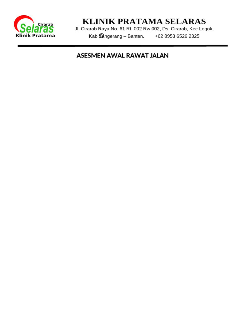 Format Asesmen Awal Poli Umum | PDF