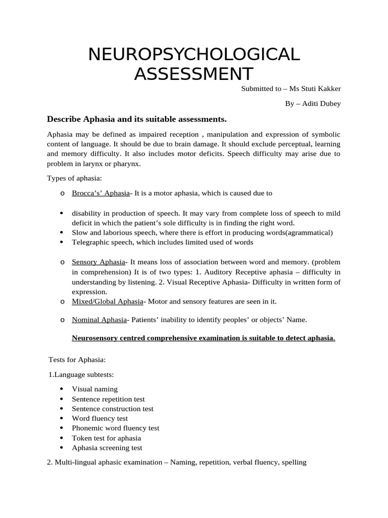 Neuropsychological Assessment 2020 | PDF | Aphasia | Memory