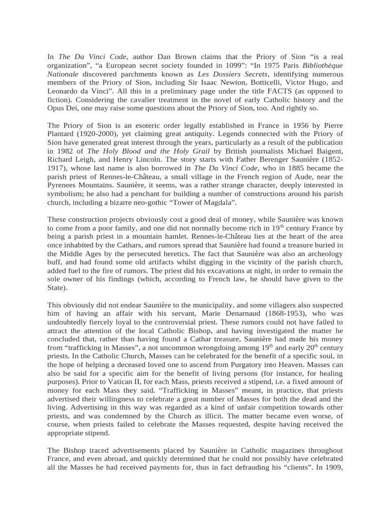 Priory of Sion | PDF | Holy Grail