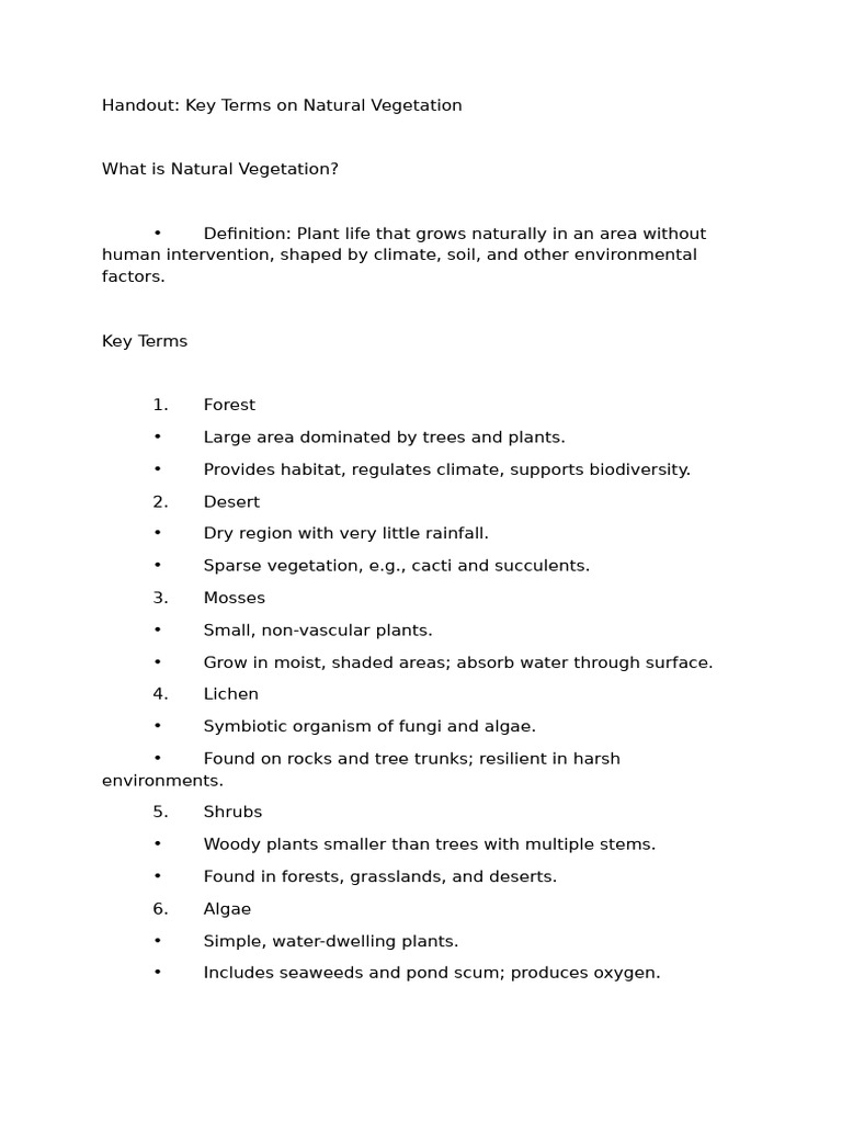Myshas Handout For 5.1 Geo | PDF | Forests | Trees