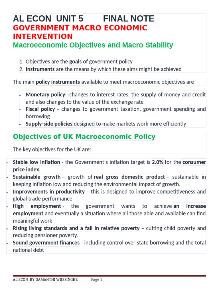 Al Econ Unit 5 Govt. Macro Int | PDF | Macroeconomics | Inflation