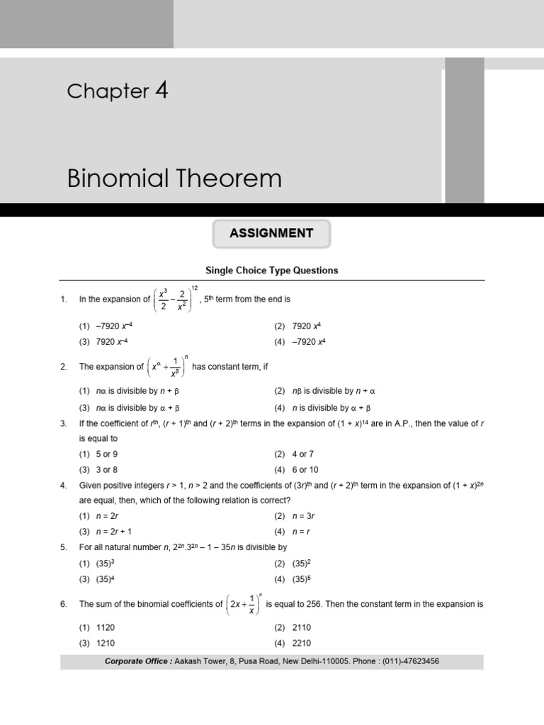 Bionomial Theorem Final | PDF | Mathematical Logic | Mathematical Analysis