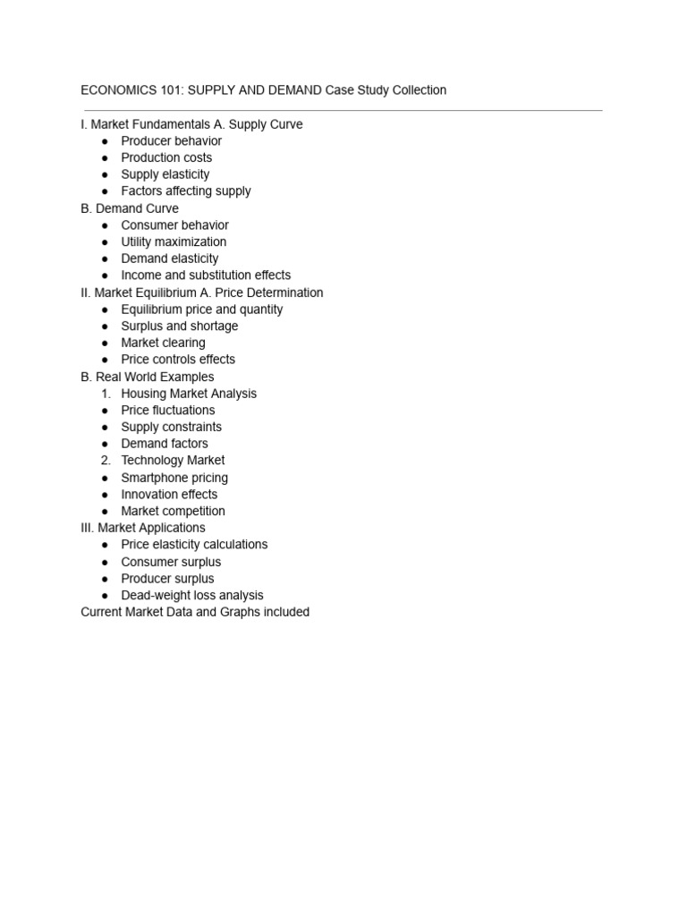 Economics 101 - Supply and Demand Case Study Collection | PDF