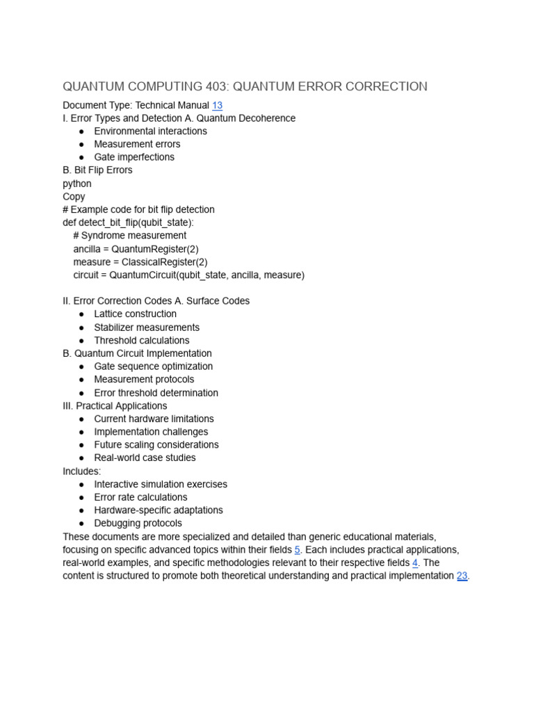 Quantum Computing 403 - Quantum Error Correction | PDF