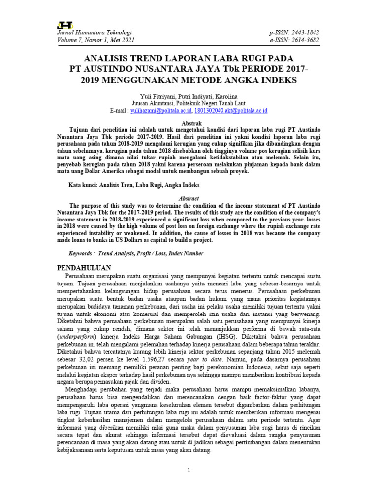 Analisis Laba Rugi PT ANJ 2017-2019 | PDF